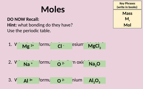 Moles: GCSE Quantitative Chemistry | Teaching Resources
