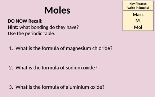 Moles: GCSE Quantitative Chemistry | Teaching Resources