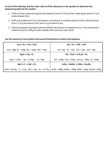Using Moles to Balance Equations: GCSE Quantitative Chemistry | Teaching Resources