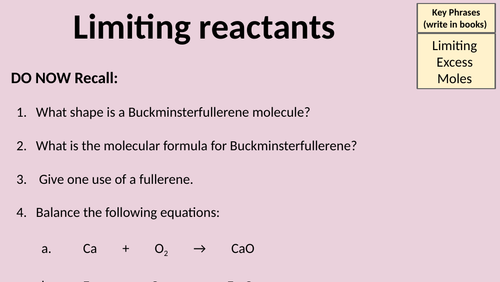 Limiting Reactants Gcse Quantitative Chemistry Teaching Resources