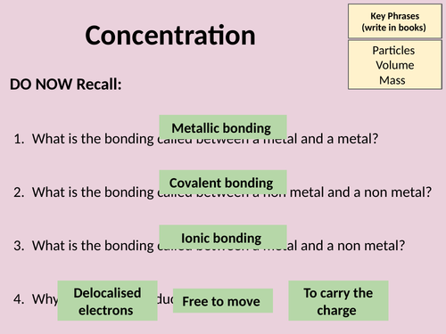Concentration: GCSE Quantitative Chemistry | Teaching Resources