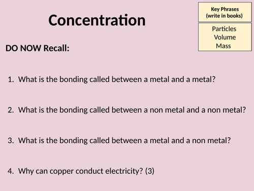 Concentration: GCSE Quantitative Chemistry | Teaching Resources