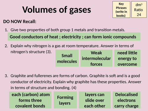 Volumes of Gases: GCSE Quantitative Chemistry | Teaching Resources