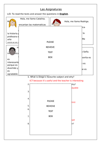 SPANISH - SCHOOL SUBJECTS AND OPINIONS | Teaching Resources