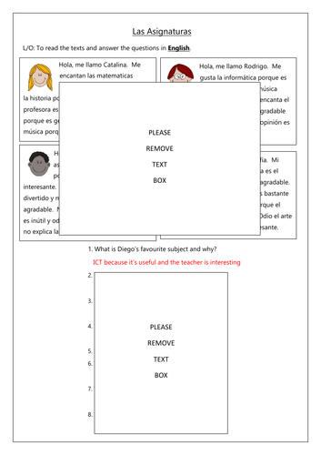 SPANISH - SCHOOL SUBJECTS AND OPINIONS | Teaching Resources