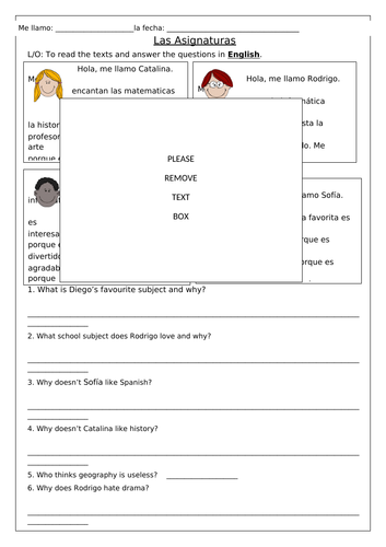 SPANISH - SCHOOL SUBJECTS AND OPINIONS | Teaching Resources