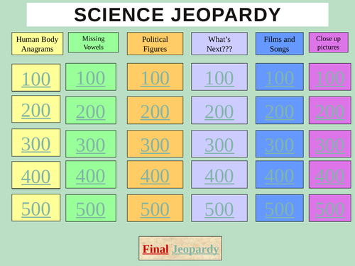 Science Jeopardy | Teaching Resources