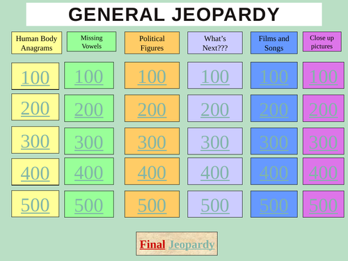 Jeopardy | Teaching Resources