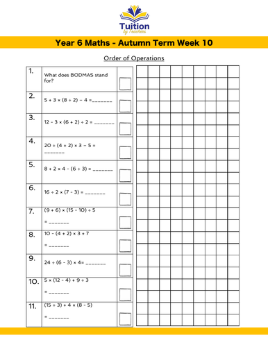 Year 6 - Order of Operations using BODMAS | Teaching Resources