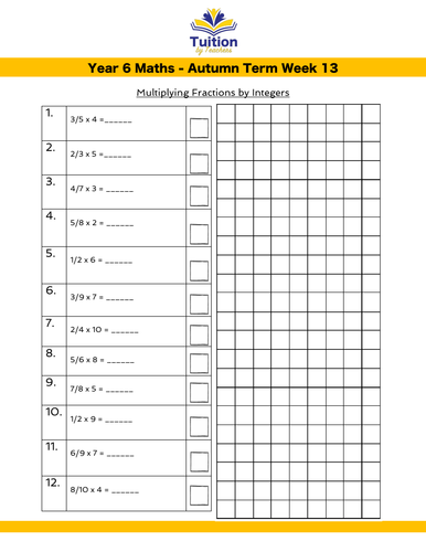 Year 6 - Multiplying Fractions | Teaching Resources