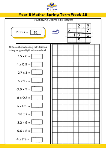 Year 6 -Multiplying and Dividing Decimals by Integers | Teaching Resources