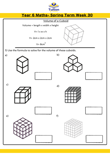 Year 6 - Volume of a Cuboid | Teaching Resources
