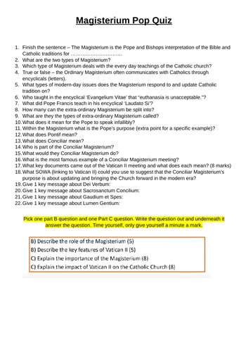 The Magisterium | Teaching Resources