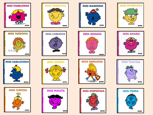 Spanish - Mr and Little Miss / Señores y Señoritas (adjetivos y ...