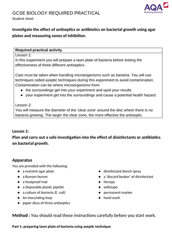 Microbiology Required Practical: GCSE Infection and Response | Teaching ...