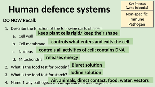 Human Defence Systems: GCSE Infection and Response | Teaching Resources