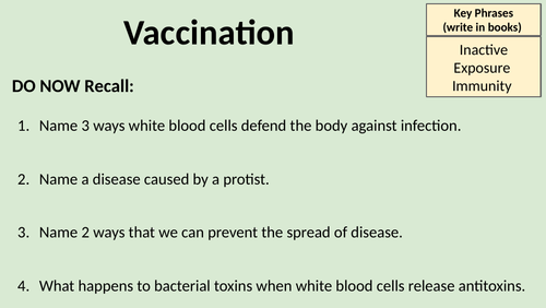Vaccination: GCSE Infection and Response | Teaching Resources