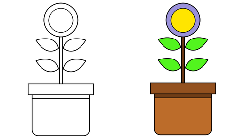 EYFS 8 Flowers in Pots to Colour In | Teaching Resources