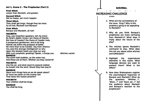 Macbeth Act 1 Scene 2 and 3 | Teaching Resources