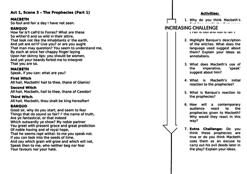 Macbeth Act 1 Scene 2 and 3 | Teaching Resources