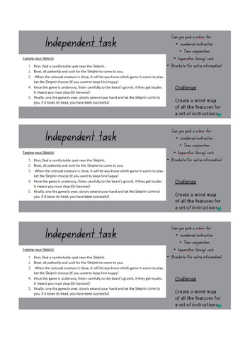 How to train your dragon set of instructions week 1 | Teaching Resources