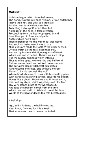 Macbeth Act 2 Scene 1 | Teaching Resources
