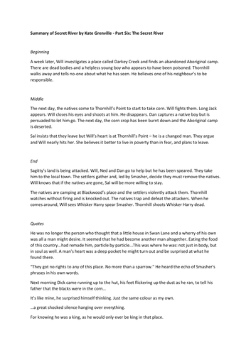 Summary of Secret River by Kate Grenville - Part Six: The Secret River ...