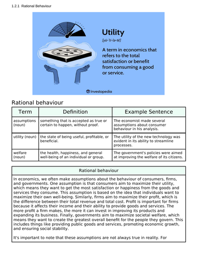 Rational Behaviour - Homework, Starter or Flipped Learning task ...
