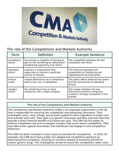 Role of the CMA - Homework, Starter or Flipped Learning task | Teaching ...