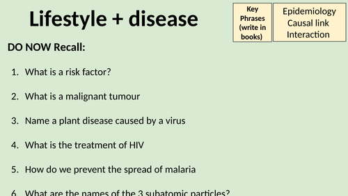 Lifestyle and Disease: GCSE Infection and Response | Teaching Resources