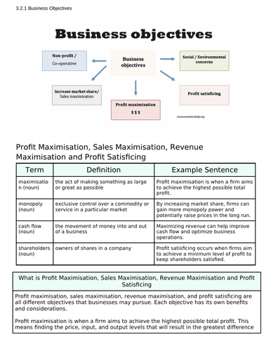 Business Objectives - Homework, Starter, Revision or Flipped Learning ...