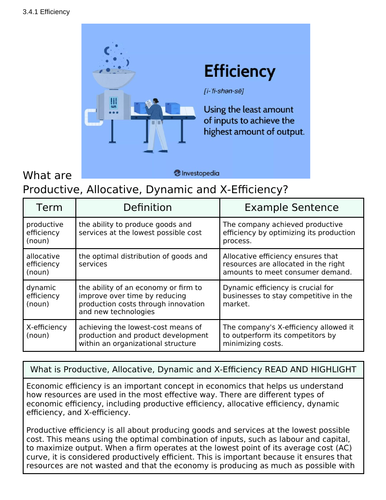 Efficiency - Homework, Starter, Revision or Flipped Learning task | Teaching Resources
