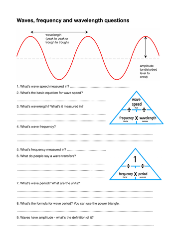 Wave speed, frequency and wavelength worksheet, OCR twenty-first ...