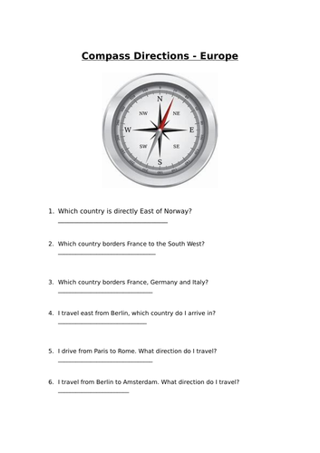 Compass directions - Europe | Teaching Resources
