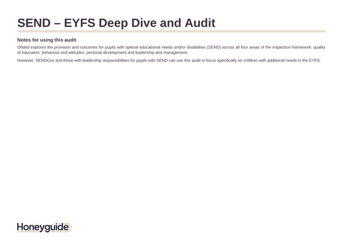 EYFS Deep Dive and Evaluation Audit | Teaching Resources