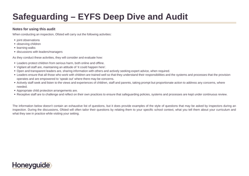 EYFS Safeguarding audit | Teaching Resources