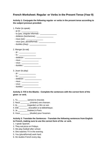 An introduction to the present, perfect and near future in French ...