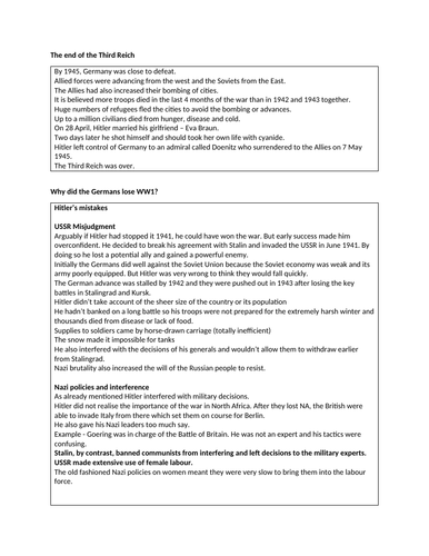 Reasons Germany lost WW2 - Germany Part 4 - IGCSE History – Paper 1 ...