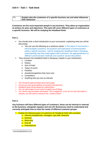CTEC Business L3 Unit 4 - P1/P2/P3/M1/D1 Support sheet | Teaching Resources