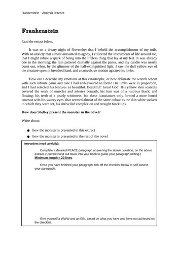 Frankenstein - Full Unit of Work - AQA GCSE Literature Paper 1 ...
