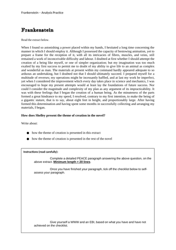 Frankenstein - Full Unit of Work - AQA GCSE Literature Paper 1 ...
