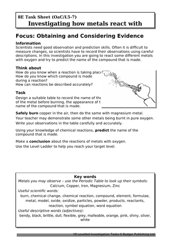 KS3 Year 8 science assessments | Teaching Resources