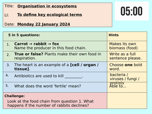 AQA GCSE - Organisation in ecosystems | Teaching Resources
