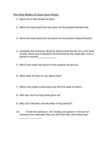 AQA GCSE RS Islam Beliefs: The Holy Books of Islam | Teaching Resources AQA GCSE RS Islam Beliefs: The Holy Books of Islam | Teaching Resources