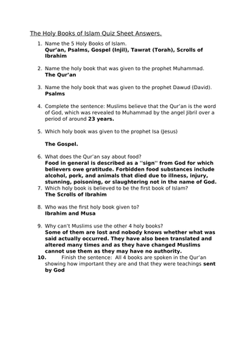 AQA GCSE RS Islam Beliefs: The Holy Books of Islam | Teaching Resources AQA GCSE RS Islam Beliefs: The Holy Books of Islam | Teaching Resources