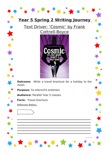 Cosmic by Frank Cottrell-Boyce - Year 5 Unit of Writing Resources ...