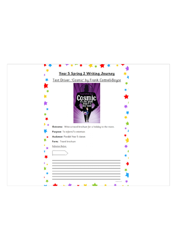 Cosmic by Frank Cottrell-Boyce - Year 5 Unit of Writing Resources ...