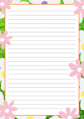 12 x floral Writing Lines for Letters, Stories, Poems, English ...