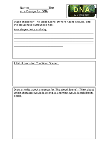 'DNA' by Dennis Kelly Design Lessons | Teaching Resources