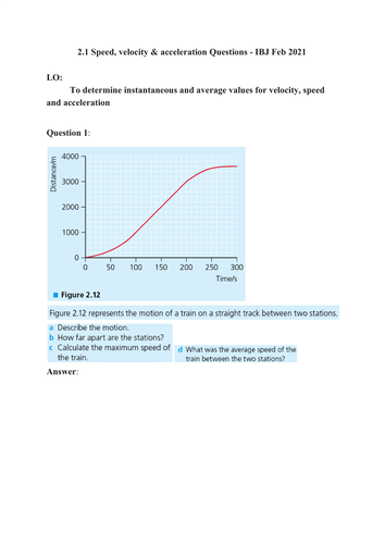 IBDP Physics 2.1 Motion | Teaching Resources